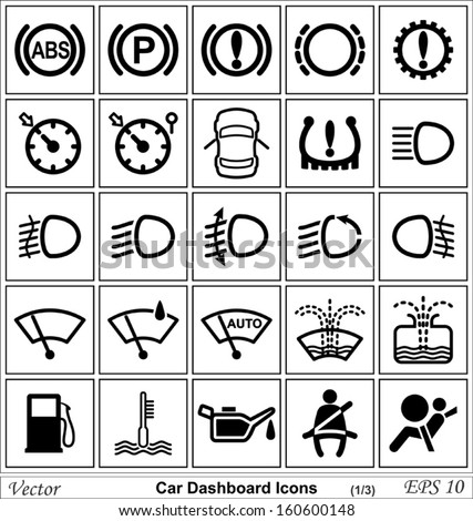 Car Dashboard Vector Icons Stock Vector (Royalty Free) 160600148 ...