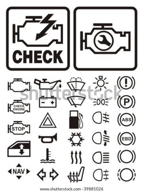 Car Dashboard Warning Information Icons Set Stock Vector (Royalty Free ...