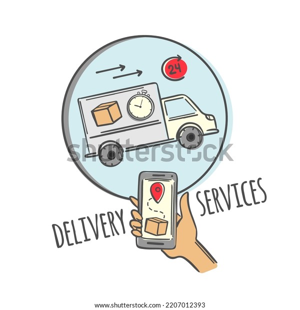 Car Deliver Schematic Representation Fast Delivery Stock Vector ...