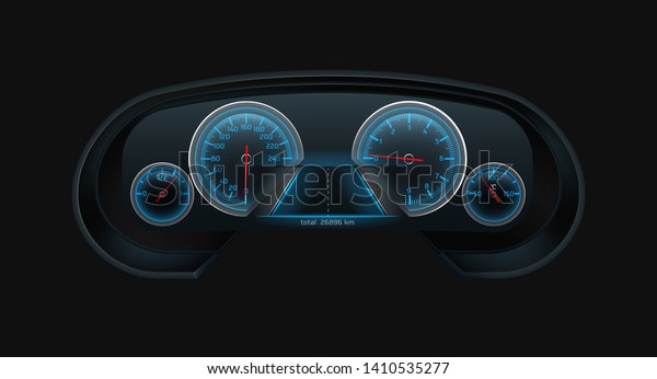 Car Digital Dashboard Screen Glowing Blue Stock Vector (Royalty Free ...