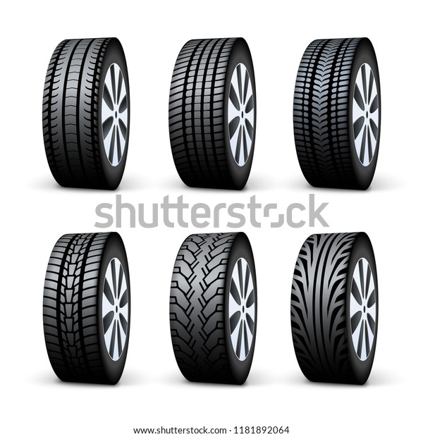 Car Disk Wheel Set Tyre Wheel Stock Vector (Royalty Free) 1181892064 ...