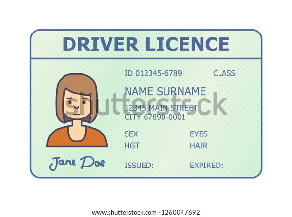 Car Driver Licence Identification Driving Licence Stock Vector (Royalty ...