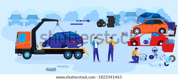 Car Dump Junkyard Vector Illustration Vector: vetor stock (livre de ...