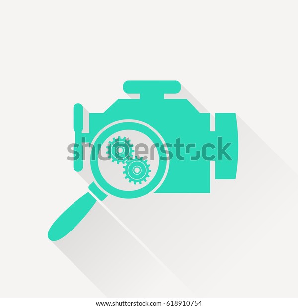 Car Engine Diagnostic Repair Flat Icon Stock Vector (Royalty Free ...