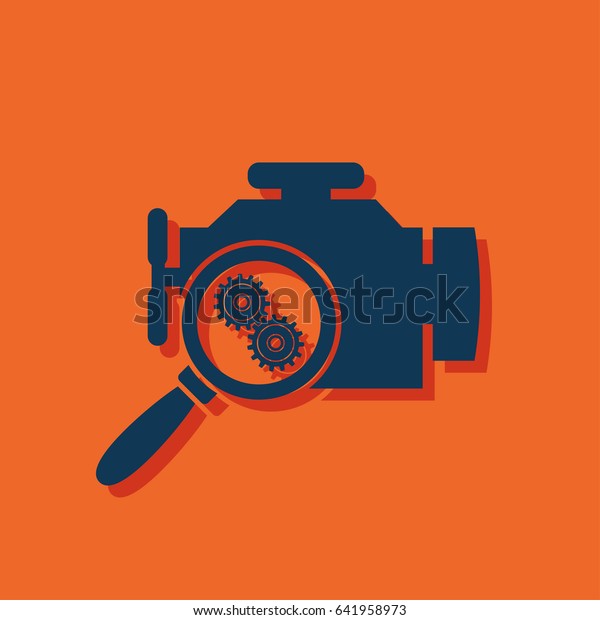 Car Engine Diagnostic Repair Flat Icon Stock Vector (Royalty Free ...