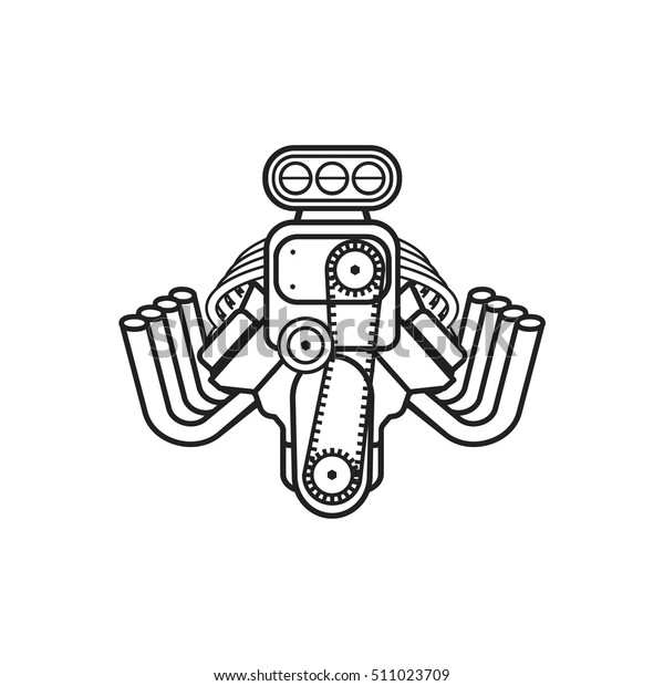 Car Engine Hot Rod Muscle Car Stock Vector (Royalty Free) 511023709 ...