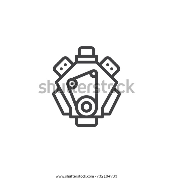 Car Engine Line Icon Outline Vector Stock Vector (Royalty Free ...