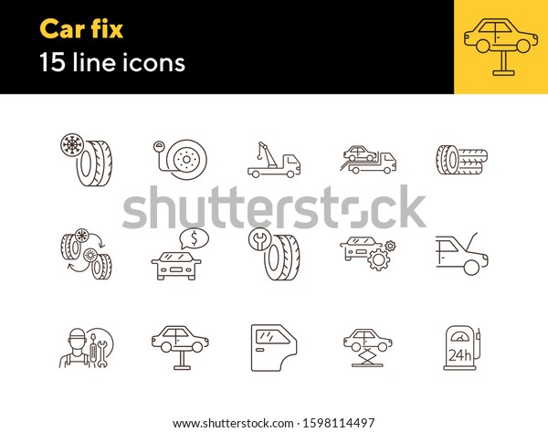 Car Fix Line Icons Set Line Stock Vector (Royalty Free) 1598114497 ...