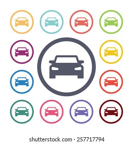Car Flat Icons Set Open Colorful Stock Vector (Royalty Free) 257717794 ...