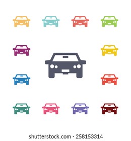 Car Flat Icons Set Open Colorful Stock Vector (Royalty Free) 258153314 ...