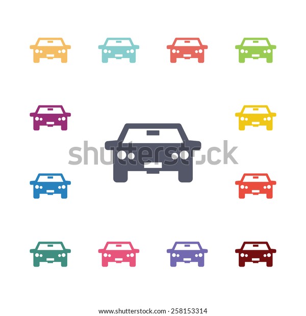 Car Flat Icons Set Open Colorful Stock Vector (Royalty Free) 258153314