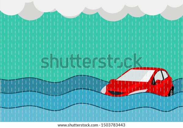 Car Flood Situation Vector Stock Vector (Royalty Free) 1503783443 ...