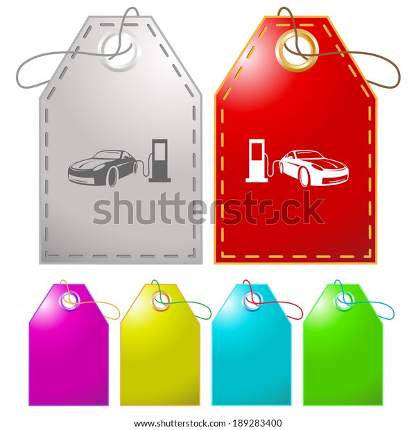 Car Fueling Vector Tags Stock Vector (Royalty Free) 189283400 ...