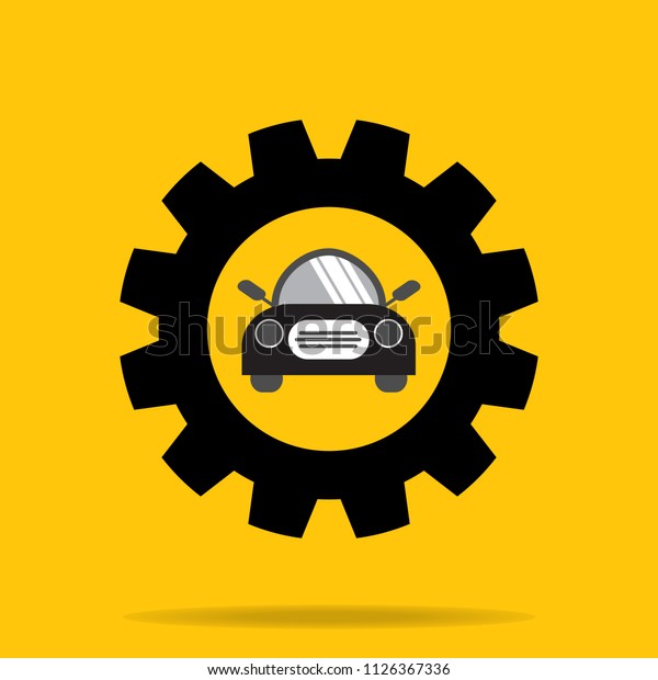 Car Gear On Yellow Background Auto Stock Vector (Royalty Free ...