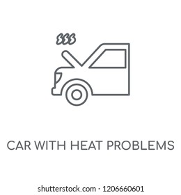 Car Heat Problems Linear Icon Car Stock Vector (Royalty Free) 1206660601
