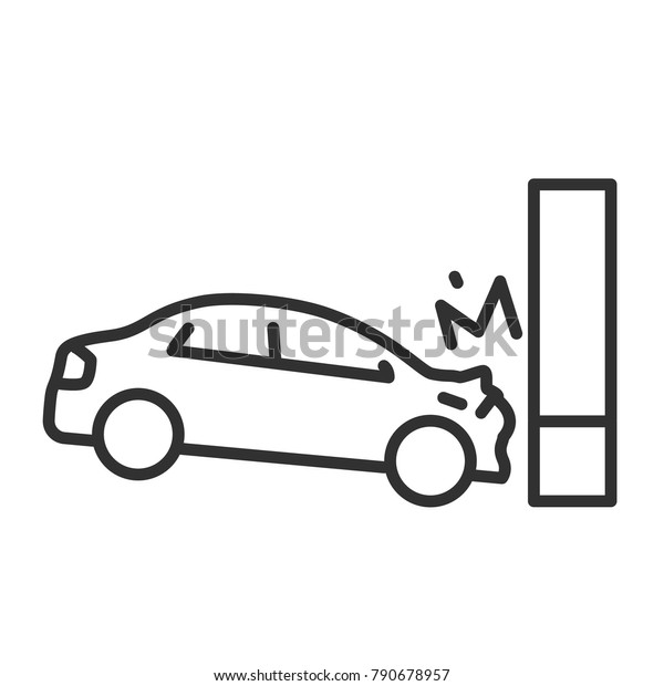 Car Hits Wall Crash Linear Icon: vector de stock (libre de regalías ...