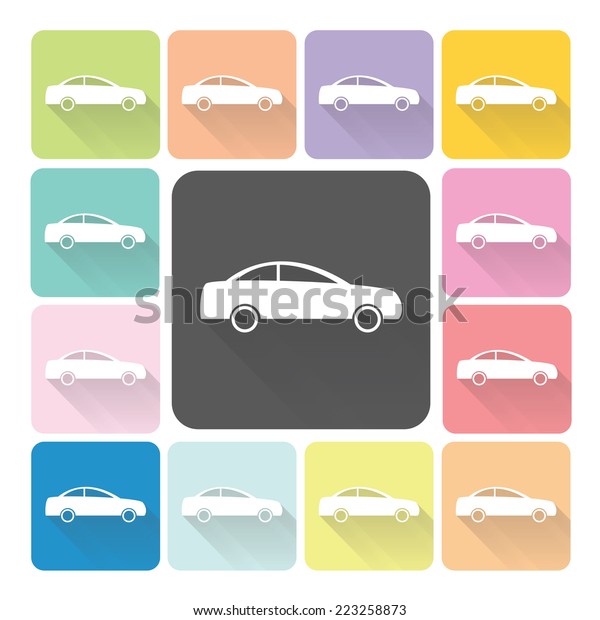 Car Icon Color Set Vector Illustration Stock Vector (Royalty Free ...
