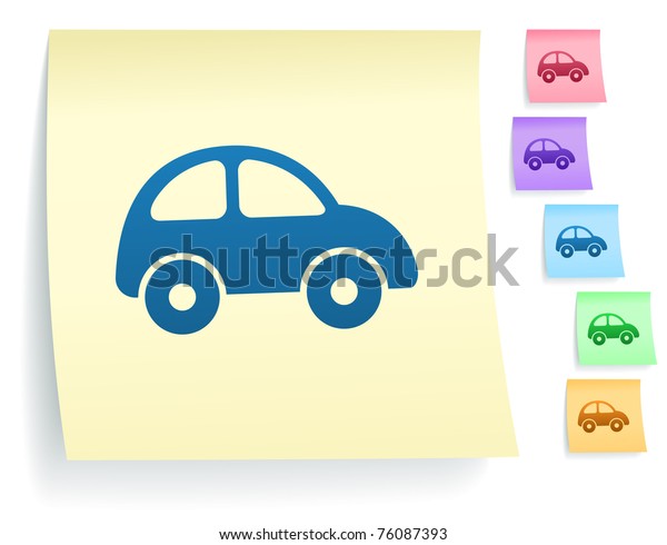 Car Icon On Post Note Paper Stock Vector (Royalty Free) 76087393 ...