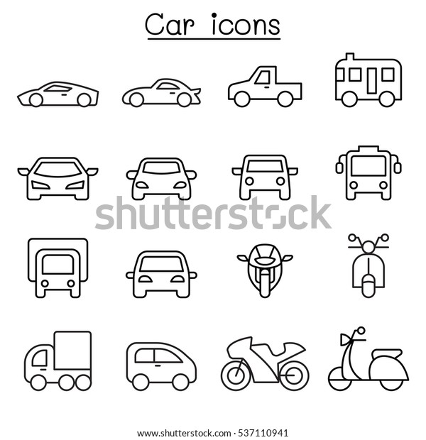 Car Icon Thin Line Style Stock Vector (Royalty Free) 537110941 ...