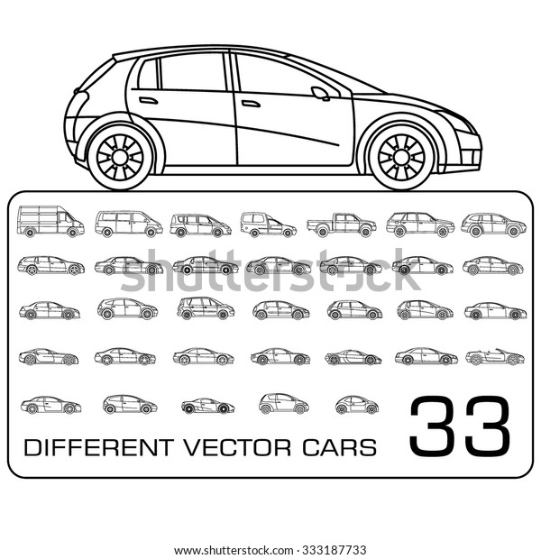 Car Icons Drawing Big Set Stock Vector (Royalty Free) 333187733 ...