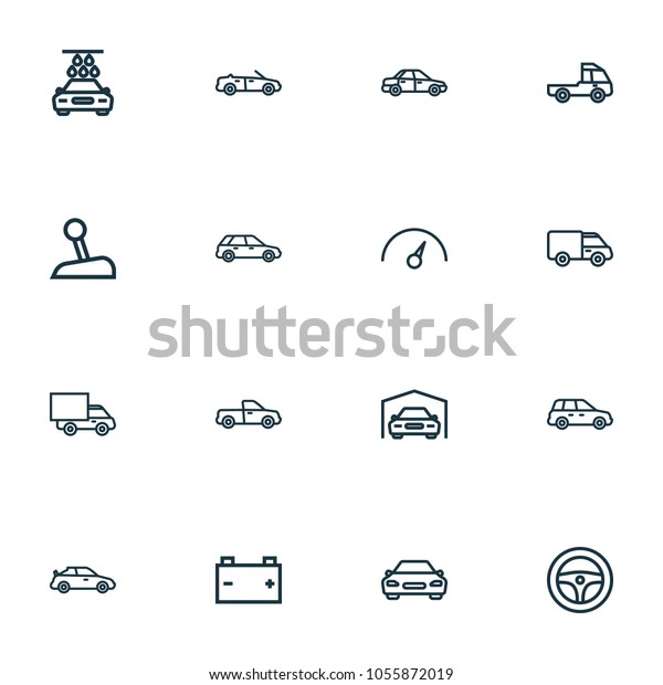 Car Icons Line Style Set Primemover Stock Vector (Royalty Free ...