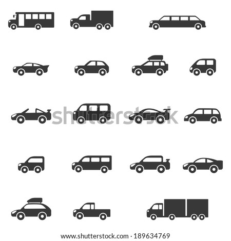 Car Icons Set Stock Vector (Royalty Free) 189634769 - Shutterstock
