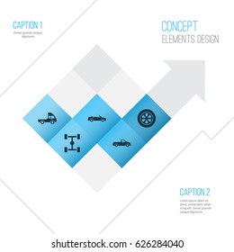 Car Icons Set Collection Wheelbase Convertible Stock Vector (Royalty ...