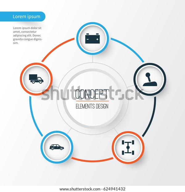 Car Icons Set Collection Wheelbase Lorry Stock Vector (Royalty Free ...