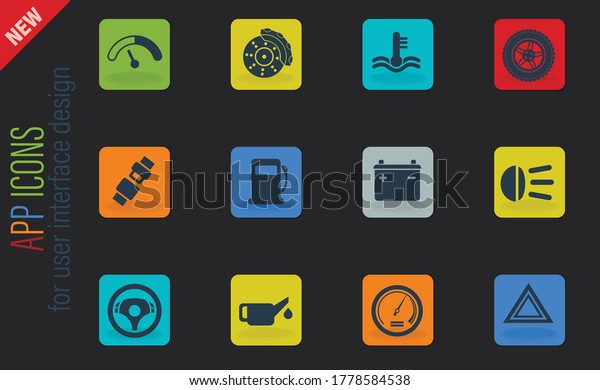 Car Interface Vector Color Web Icons Stock Vector (Royalty Free ...