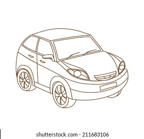 Vector Contour Car On Transparent Background Stock Vector (Royalty Free ...