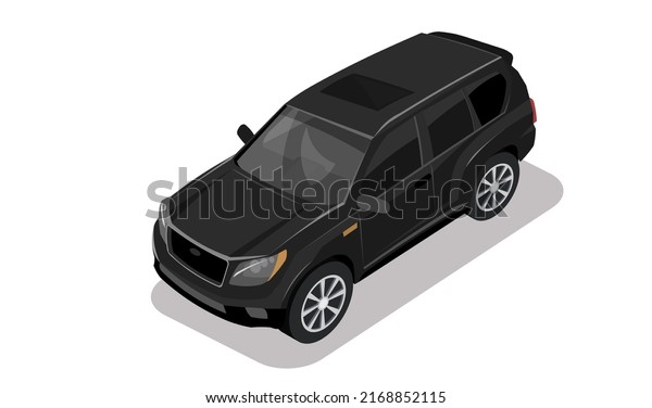 Car Isometric View Suv Vehicle Black Stock Vector (Royalty Free ...