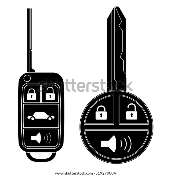 Car Keys Black Flat Outline Illustration Stock Vector (Royalty Free ...