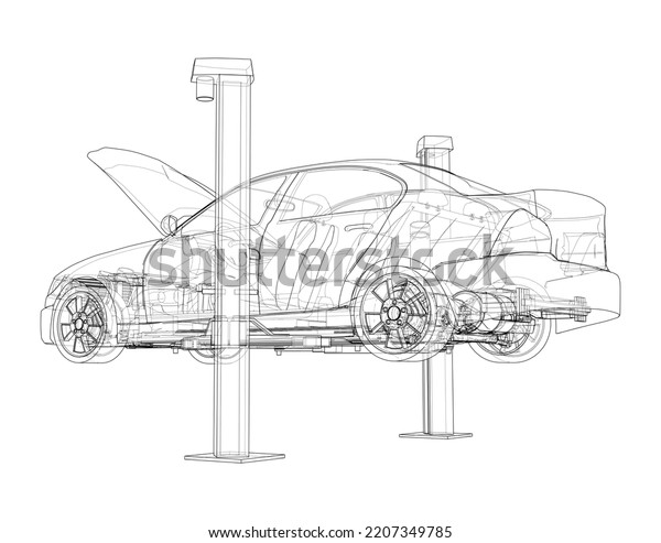 Car Lift Stand Tower Car Vector Stock Vector (Royalty Free) 2207349785 ...