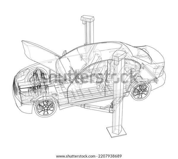 Car Lift Stand Tower Car Vector Stock Vector (Royalty Free) 2207938689 ...