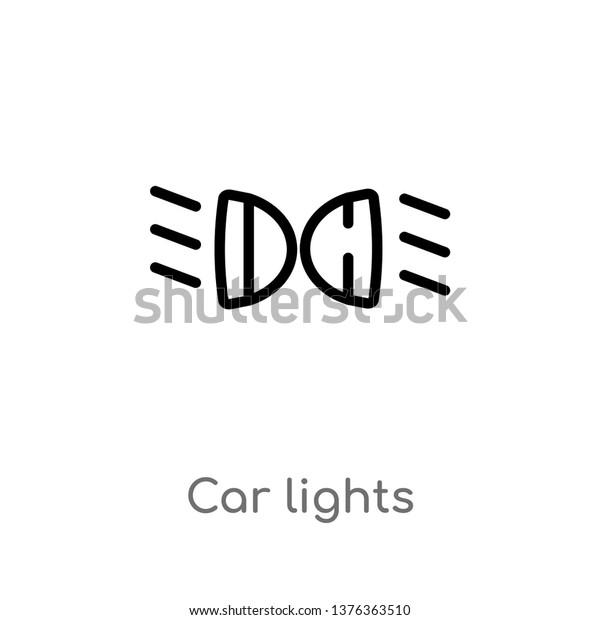 Car Lights Vector Line Icon Simple Stock Vector (Royalty Free ...