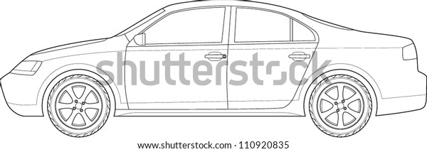 Car Line Art Stock Vector (Royalty Free) 110920835