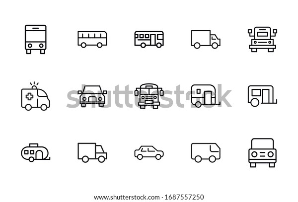 Car Line Icons Set Stroke Vector Stock Vector (Royalty Free) 1687557250 ...
