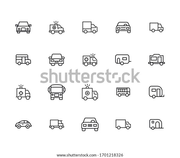 Car Line Icons Set Stroke Vector Stock Vector (Royalty Free) 1701218326 ...