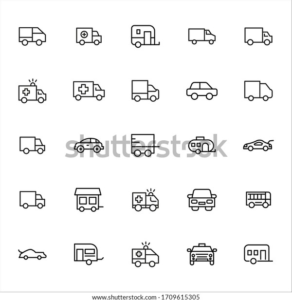 Car Line Icons Set Stroke Vector Stock Vector (Royalty Free) 1709615305 ...