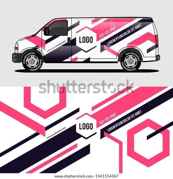 Car Livery Pink Van Wrap Design Stock Vector (Royalty Free) 1341154367