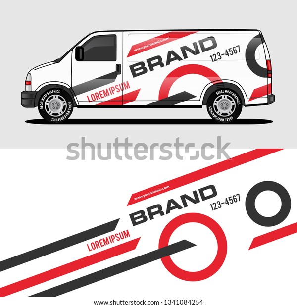 Car Livery Red Van Wrap Design Stock Vector (Royalty Free) 1341084254