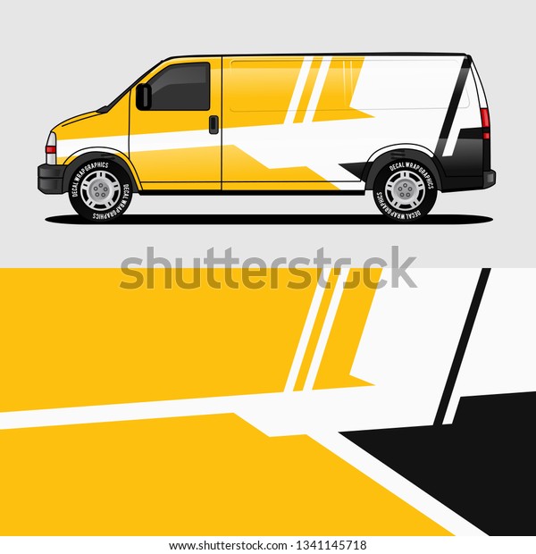 Car Livery Yellow Van Wrap Design Stock Vector (Royalty Free) 1341145718