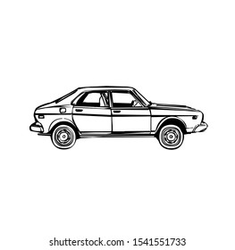 Outlined Old Classic Car 1950vector Drawing Stock Vector (Royalty Free ...