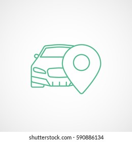 Car Map Pin Green Line Icon Stock Vector (Royalty Free) 590886134 ...