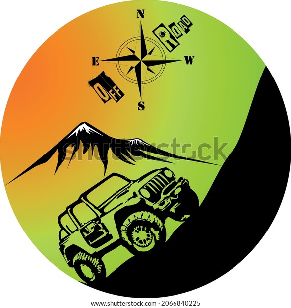 Car Mountain Offroad Compass Silhouette Logo Stock Vector (Royalty Free ...