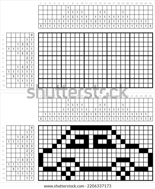 Car Nonogram Pixel Art Vehicle Icon Stock Vector (Royalty Free ...