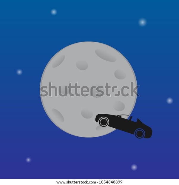 Car On Moon Vector Illustration: vector de stock (libre de regalías ...