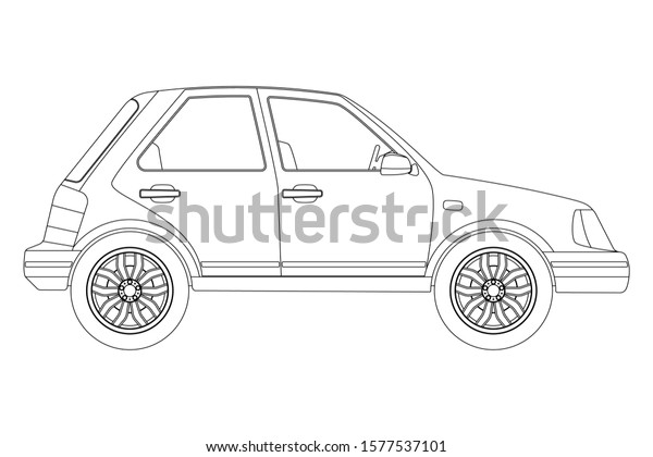 Car Outline Drawing Vector Illustration Isolated 스톡 벡터(로열티 프리 ...