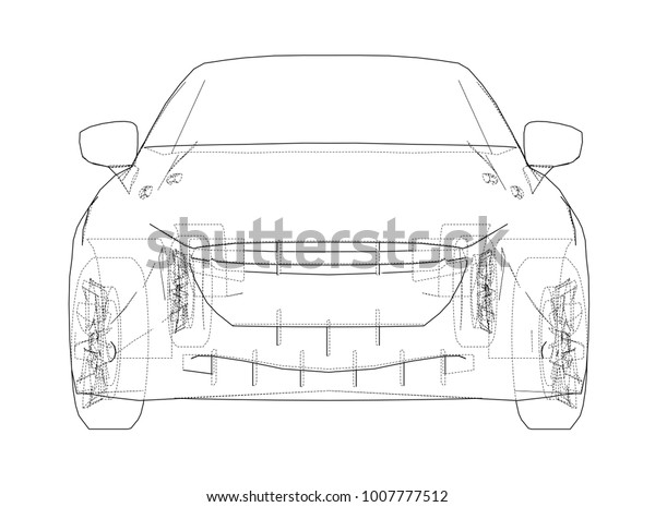 Car Outline Drawing Vector Rendering 3d Stock Vector (Royalty Free ...