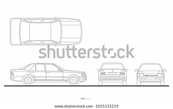 Car Outline Elevation Graphic Transportation Stock Vector (Royalty Free ...